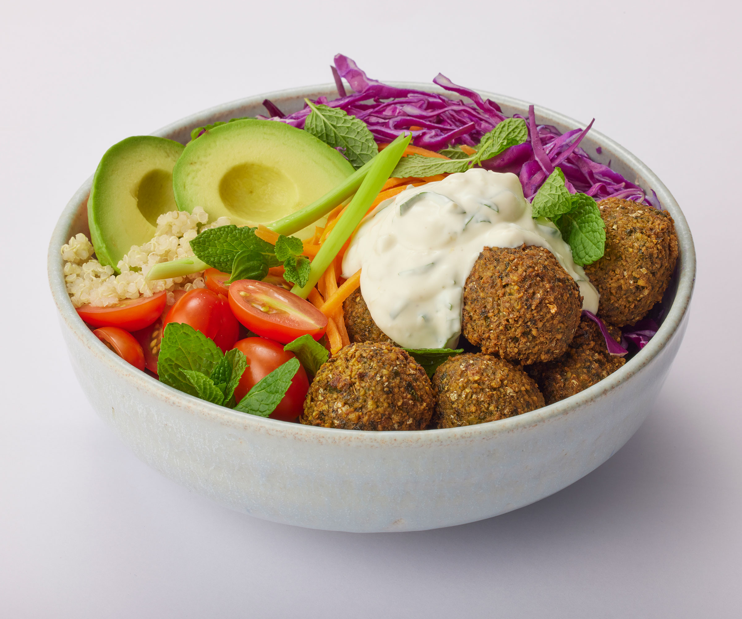 Falafel Poke Bowl with Minted Yogurt Sauce - Farmers Union